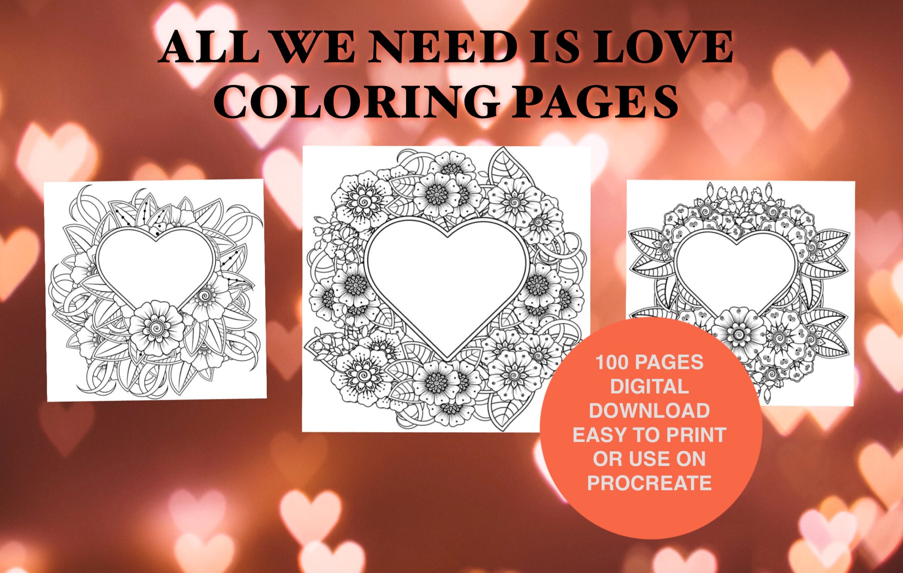 100 Heart Coloring Pages