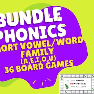 36 Phonics Short Vowel Word Family Game Boards BUNDLE (DIGITAL) - Etsy ...