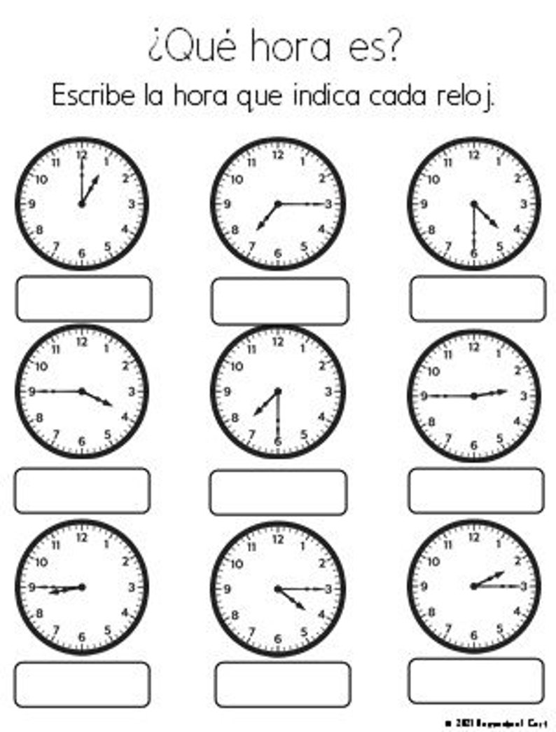 Qué Hora Es? (telling Time Spanish) - Etsy Canada