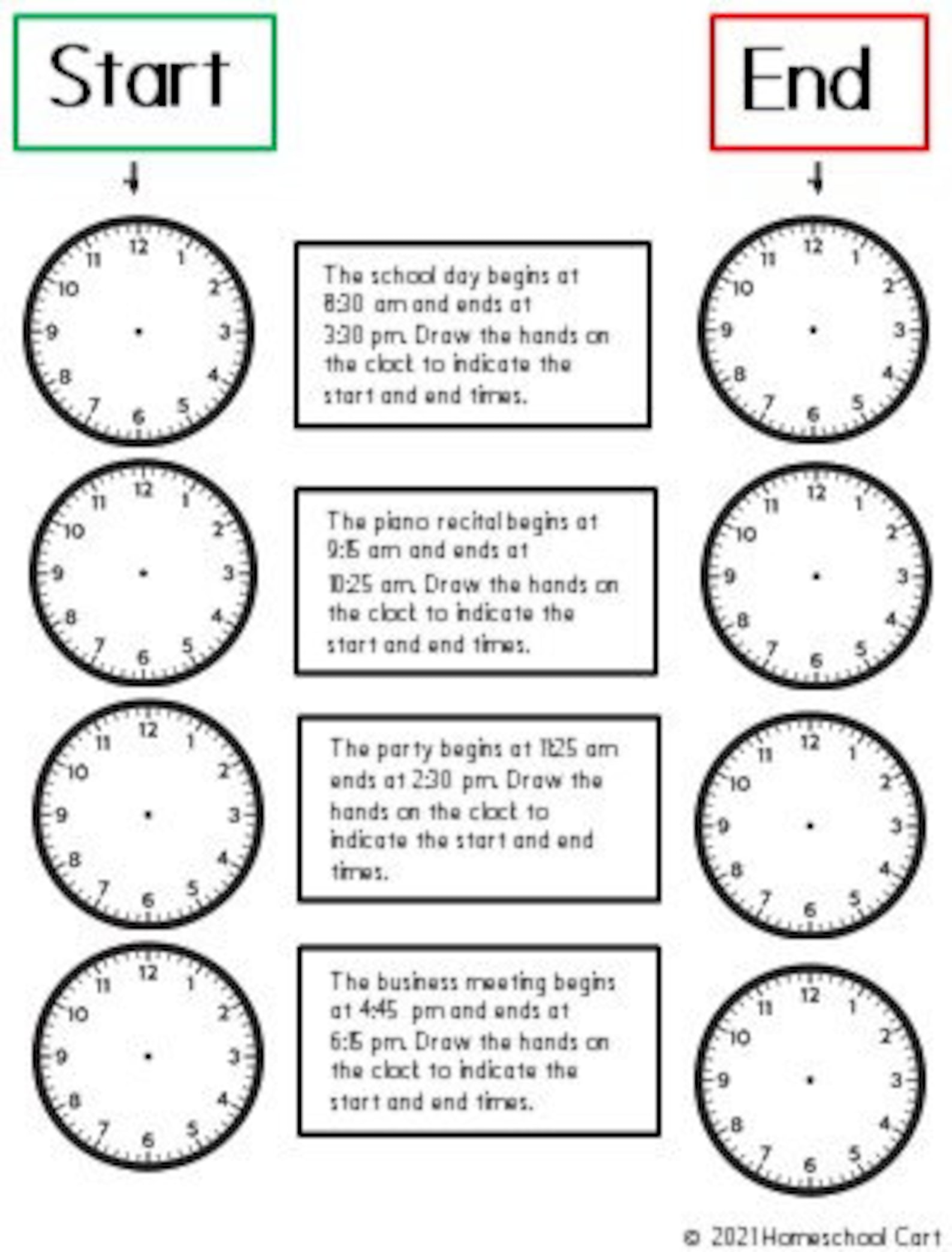 Time Word Problems and Blank Clock Template (4 Pdfs) - Etsy