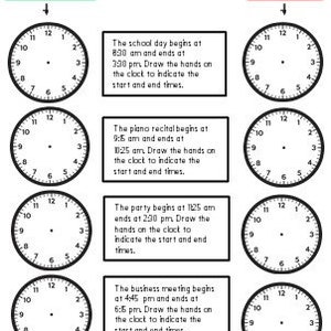 Time Word Problems and Blank Clock Template (4 Pdfs) - Etsy