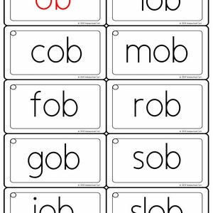 Short Vowel O Word Families Set (dots and Without Dots SET) - Etsy