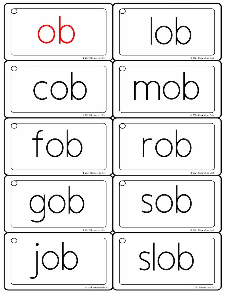 Short Vowel O Word Families Set (dots and Without Dots SET) - Etsy