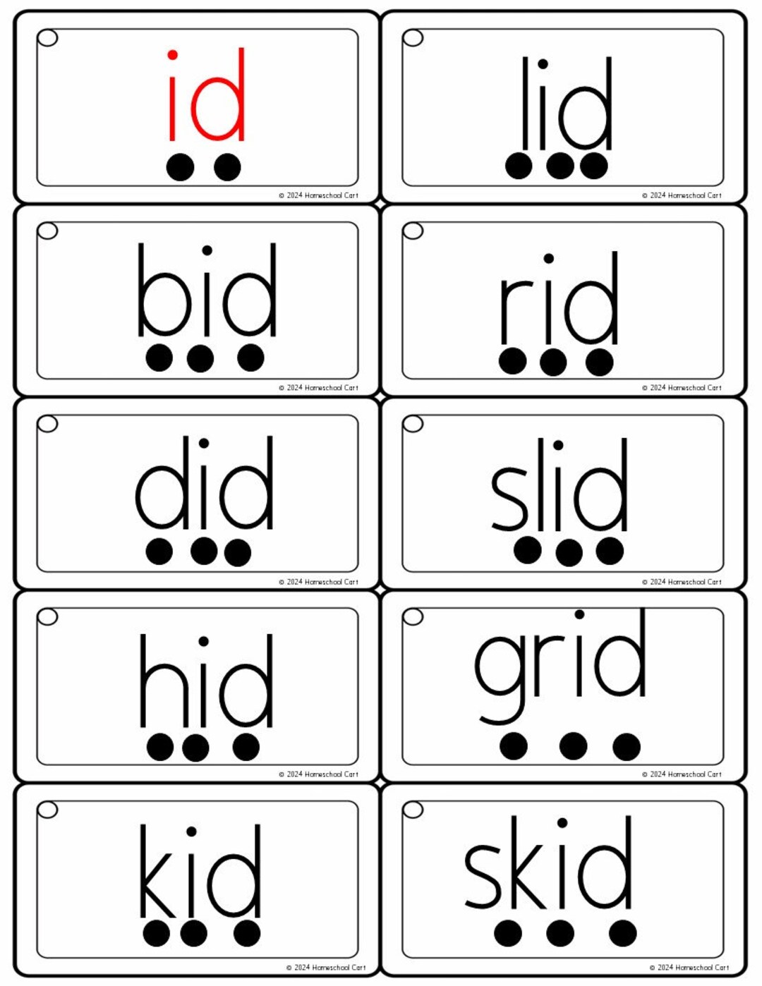 Short Vowel I Word Families Set (dots and Without Dots SET) - Etsy