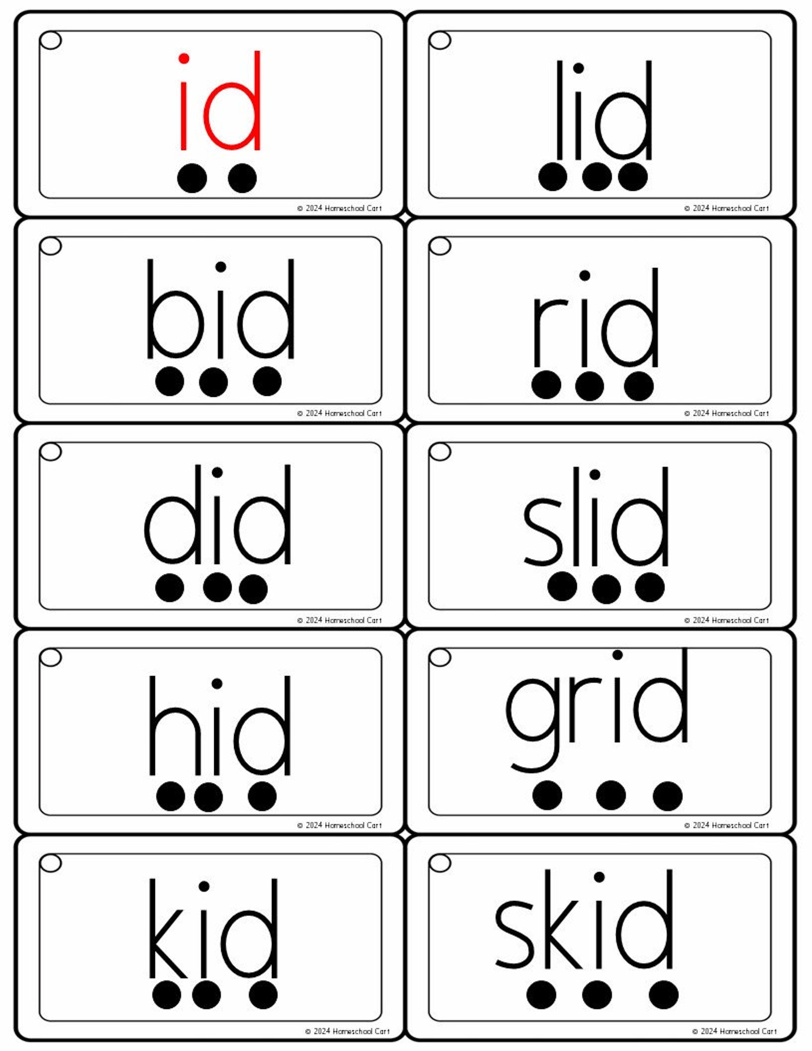 Short Vowel I Word Families Set (dots and Without Dots SET) - Etsy
