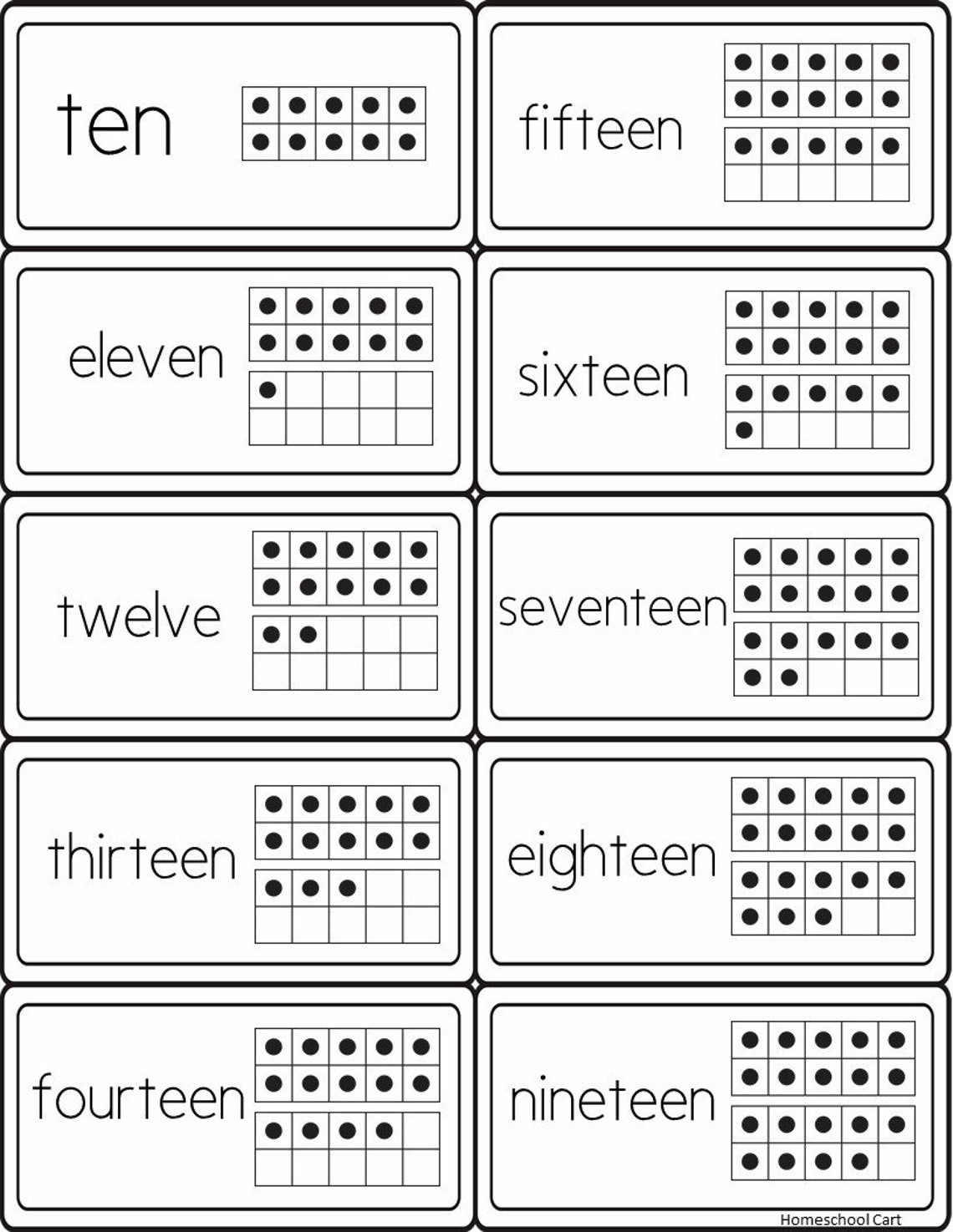 Ten Frame Flashcards 1-20 Ten Frames and Dice 1-6 - Etsy