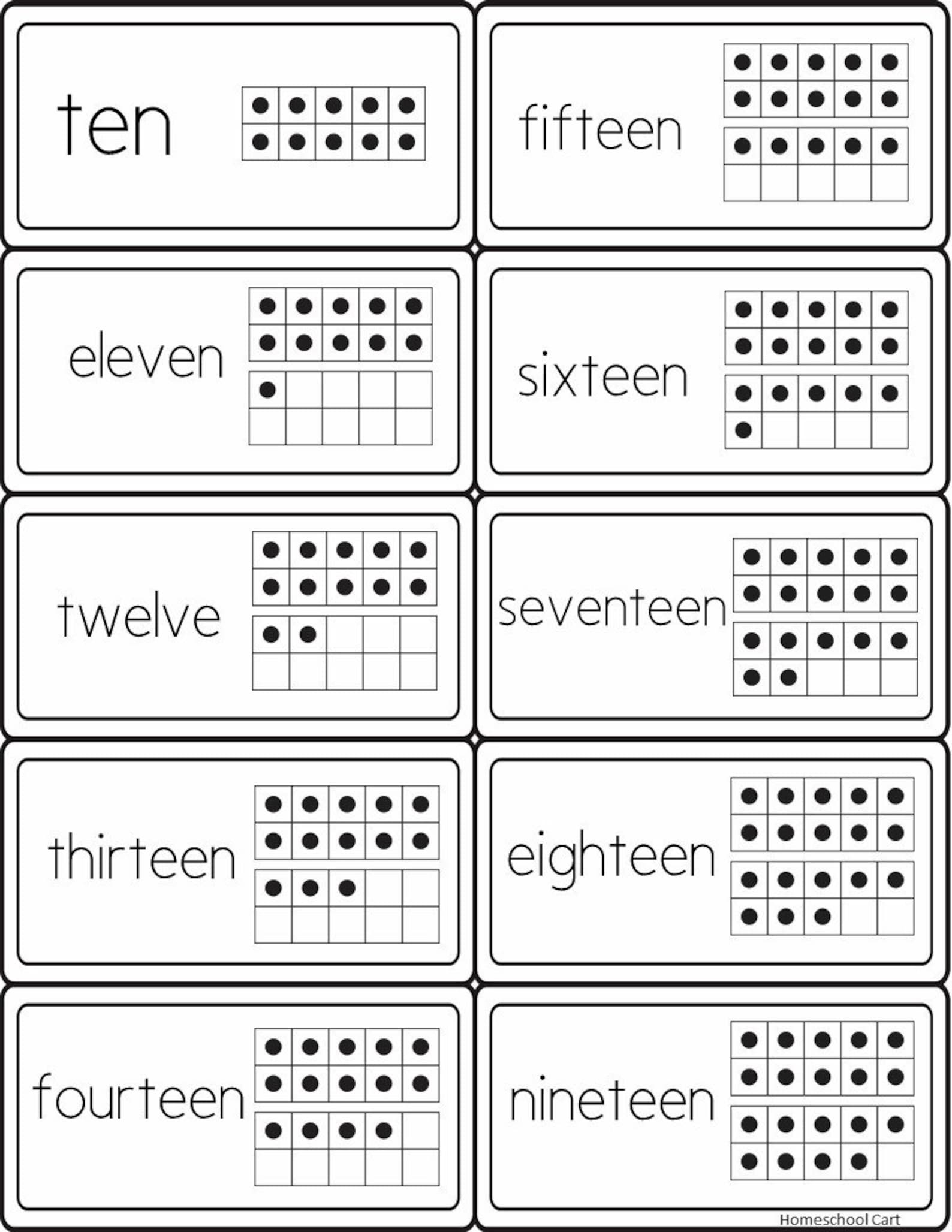 Ten Frame Flashcards 1-20 Ten Frames and Dice 1-6 - Etsy