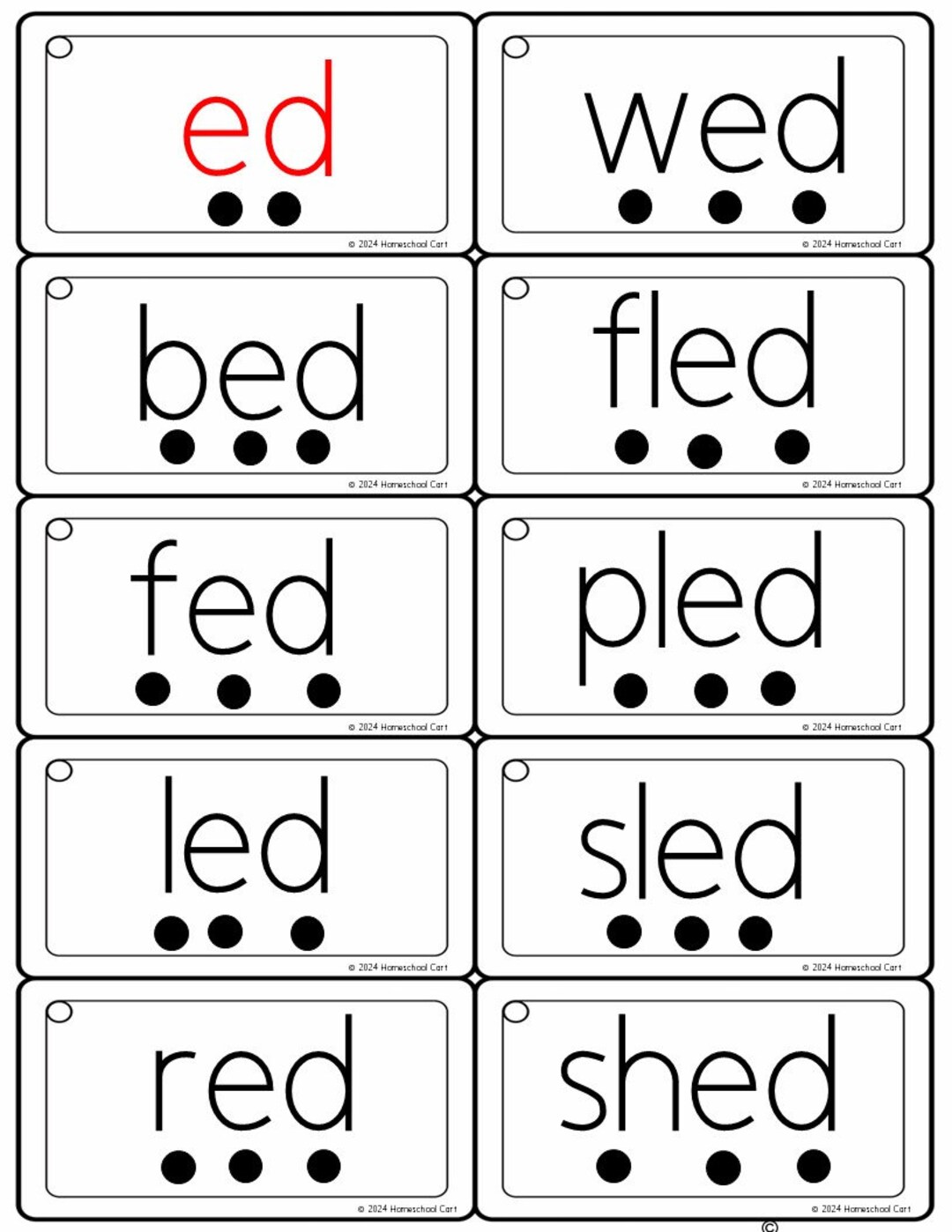 Short Vowel E Word Families Set - Etsy