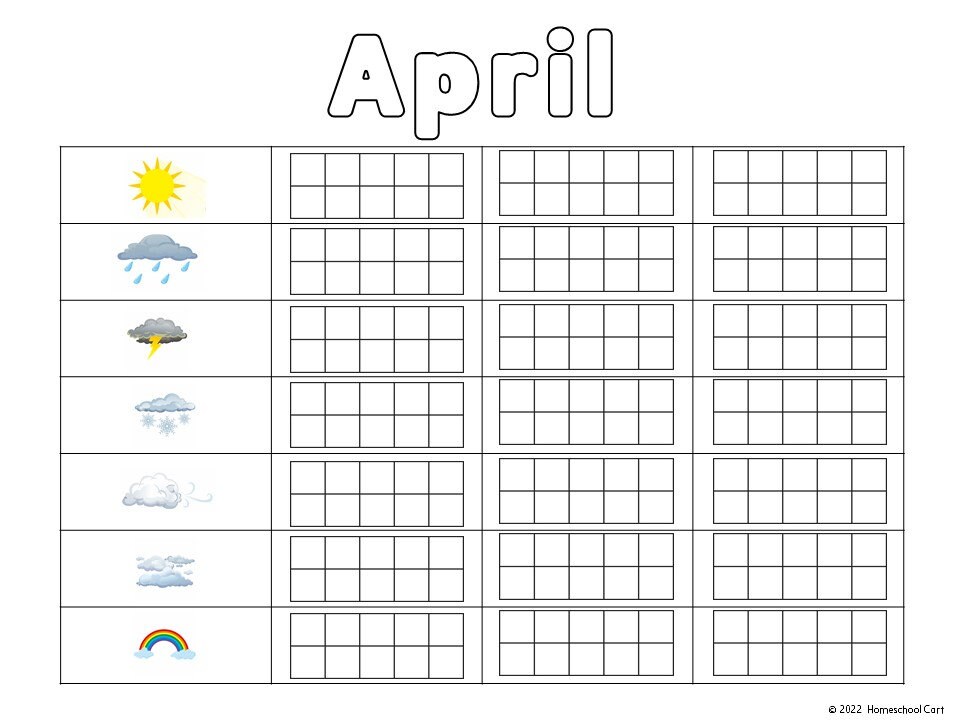 Daily Weather Ten Frame Calendar Tracker (for ALL 12 Months) - Etsy