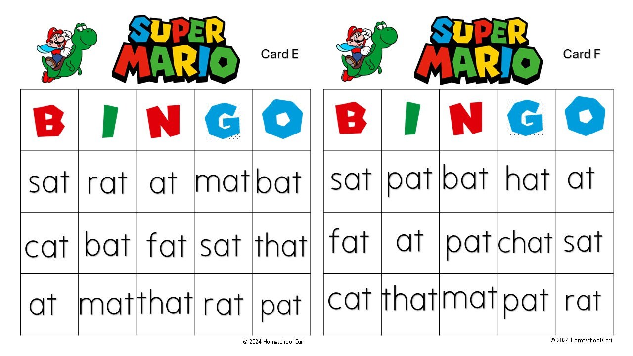 Super Mario Super Mario Short Vowel A Sound Bingo Game Printable ...