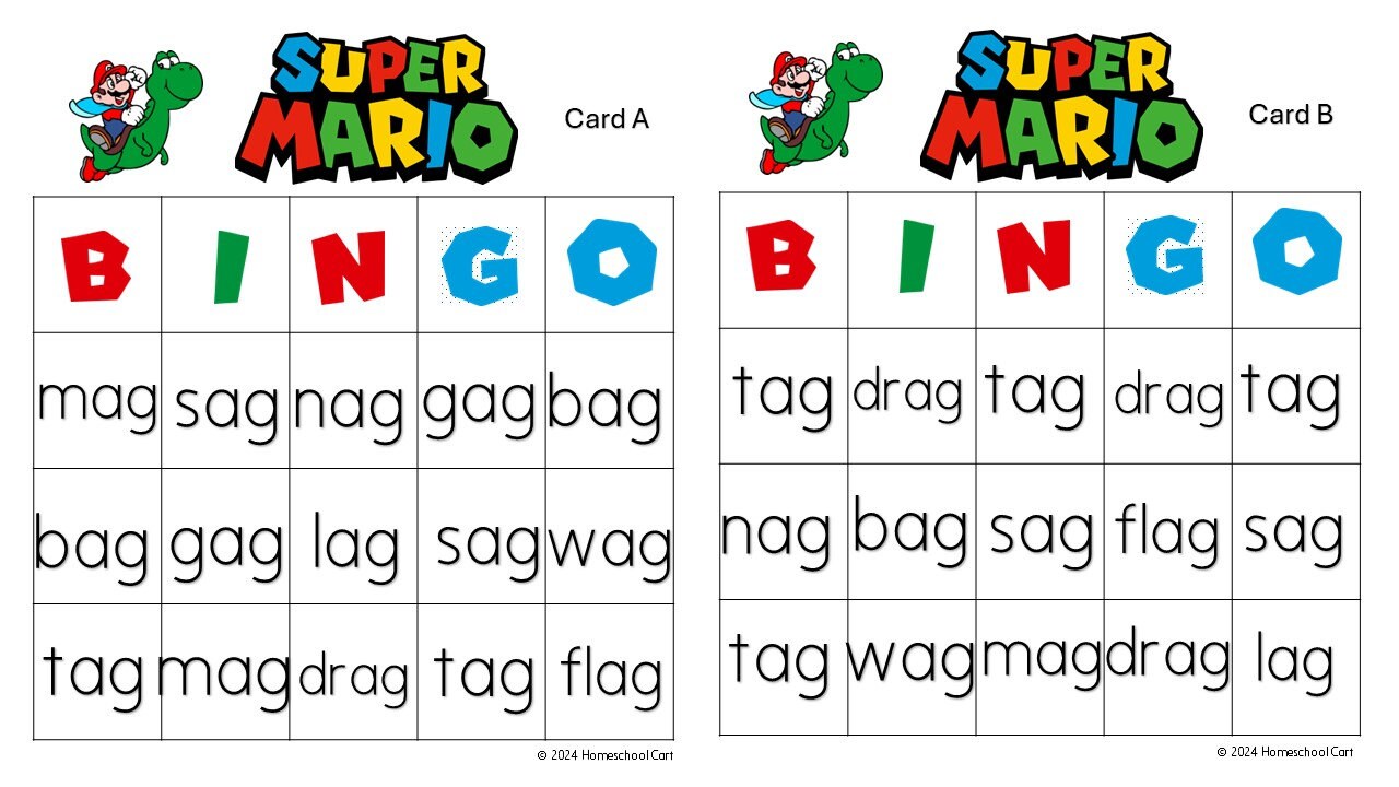 Super Mario Super Mario Short Vowel A Sound Bingo Game Printable ...
