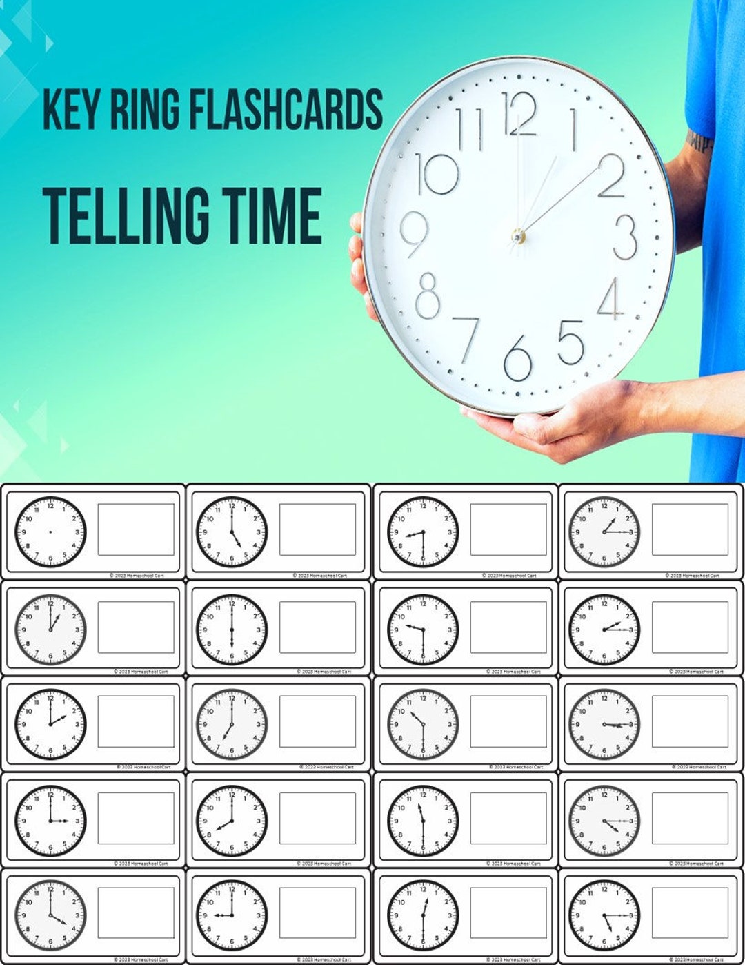Telling Time Key Ring Flashcards - Etsy