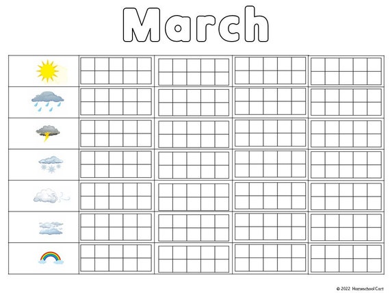 Daily Weather Ten Frame Calendar Tracker for ALL 12 Months | Etsy