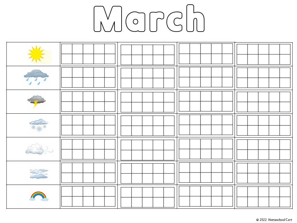 Daily Weather Ten Frame Calendar Tracker (for ALL 12 Months) - Etsy
