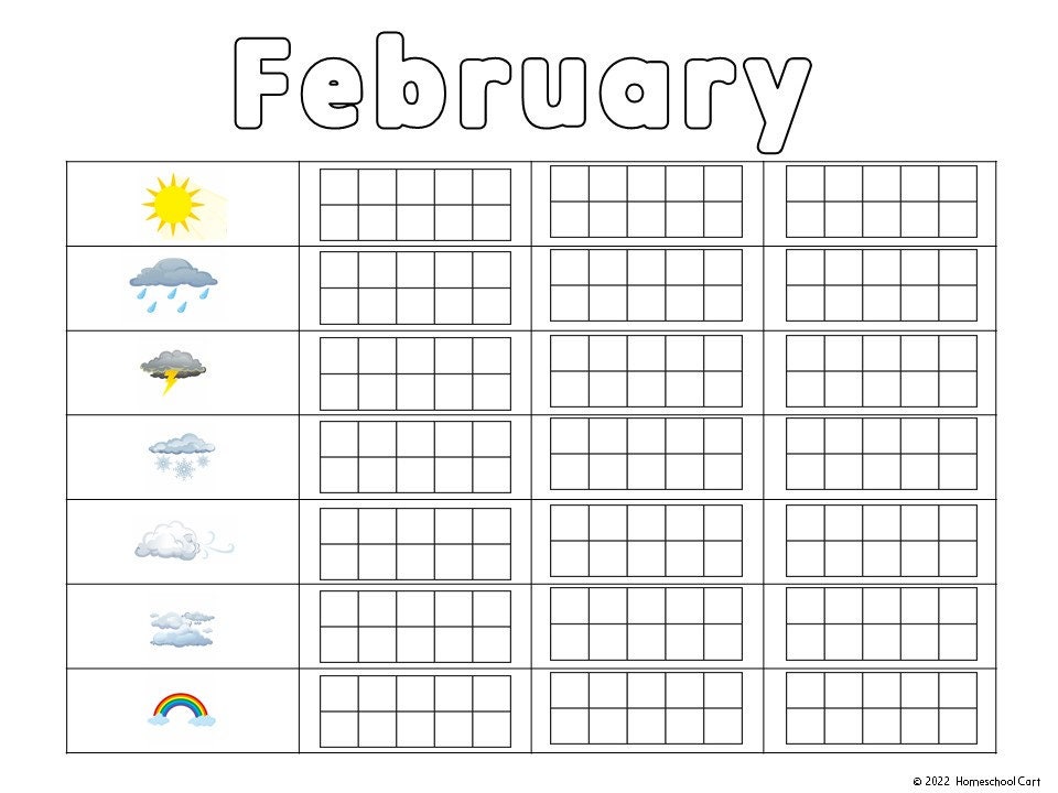 Daily Weather Ten Frame Calendar Tracker (for ALL 12 Months) - Etsy