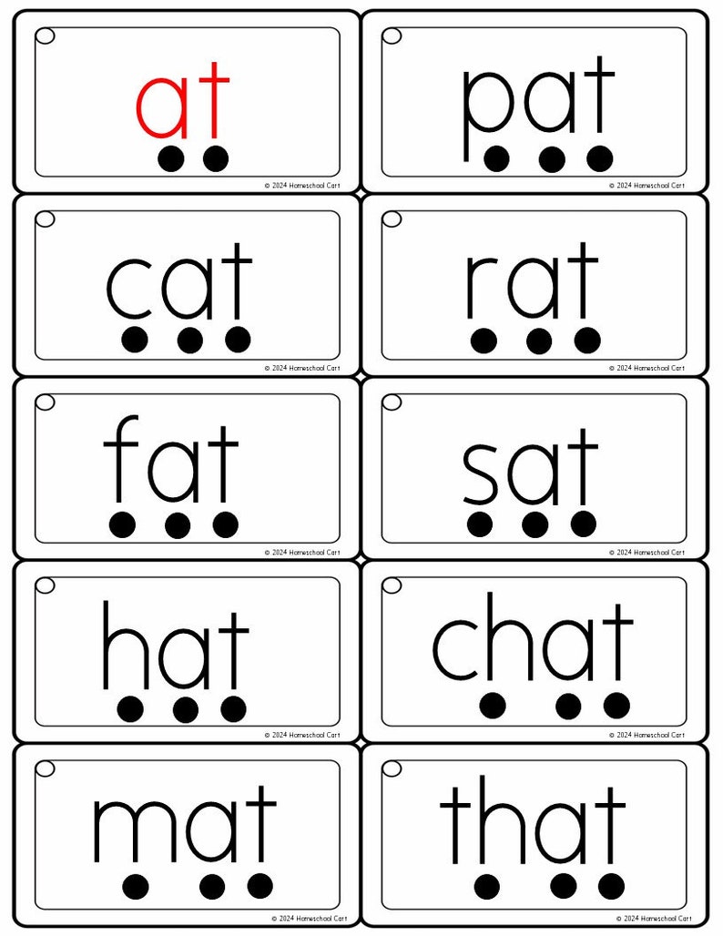 Short Vowel A Word Families Set Reading and Blending Flashcards (dots ...