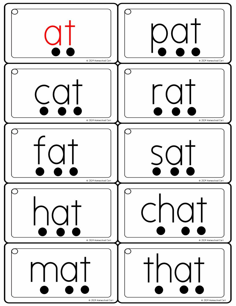 Short Vowel A Word Families Set Reading and Blending Flashcards (dots ...