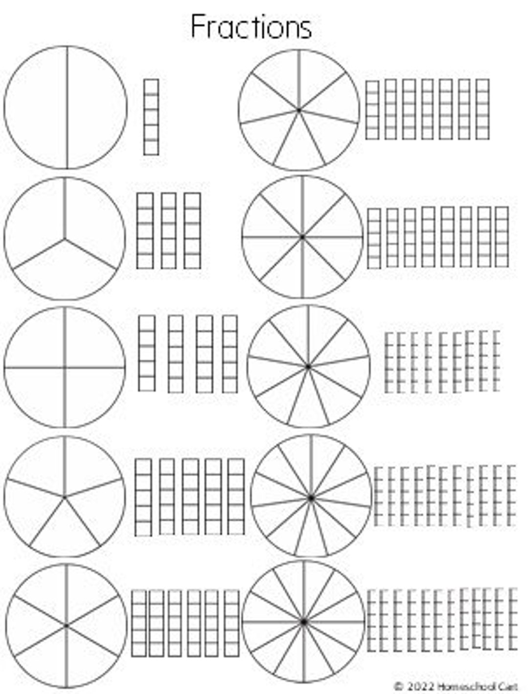 BLANK FRACTIONS WORKSHEET - Etsy