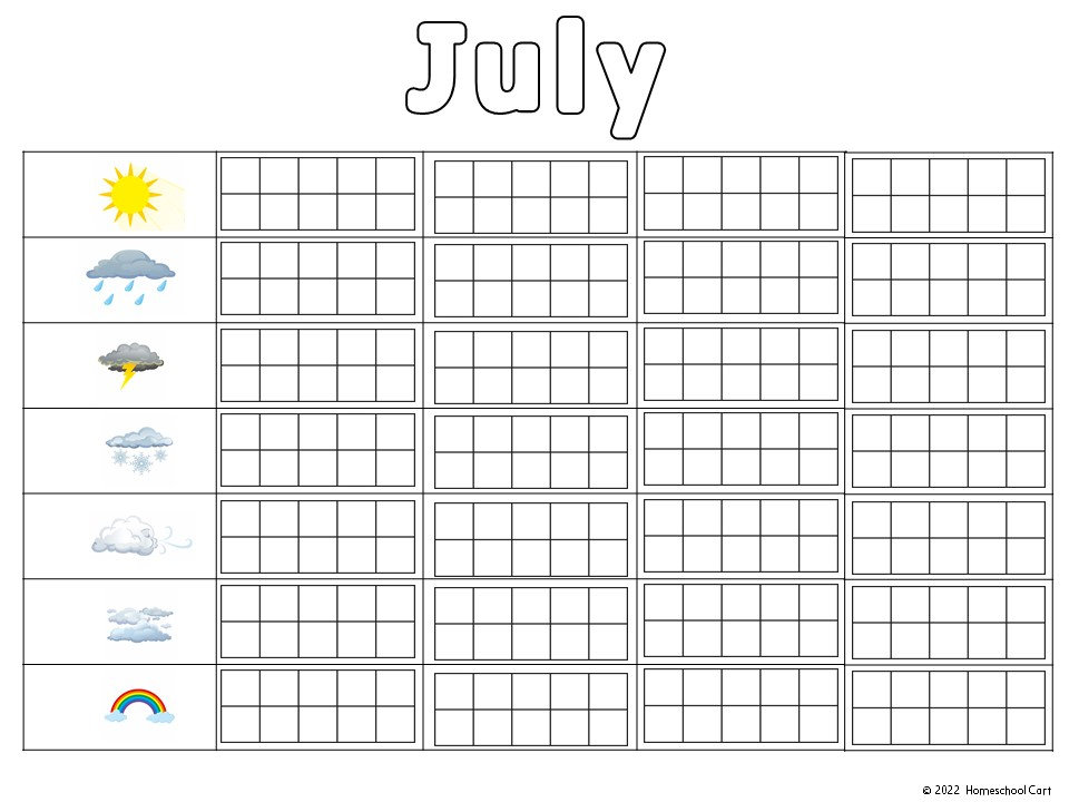 Daily Weather Ten Frame Calendar Tracker (for ALL 12 Months) - Etsy