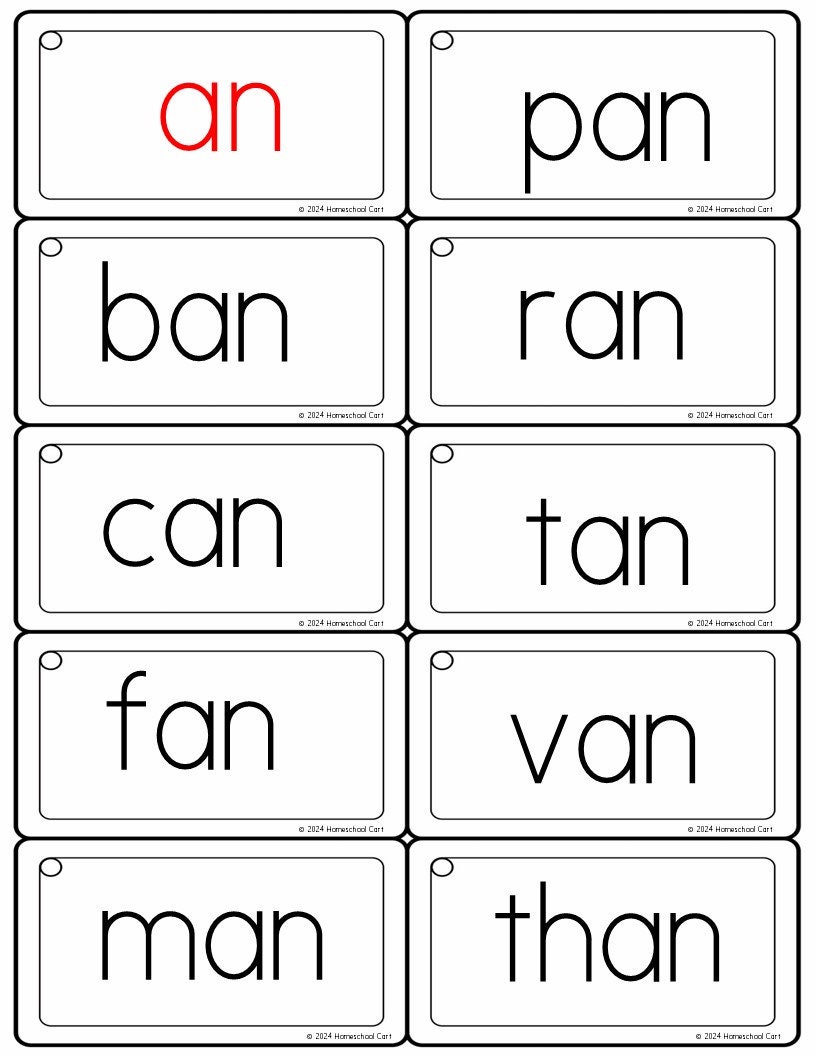 Short Vowel A Word Families Set Reading and Blending Flashcards (dots ...