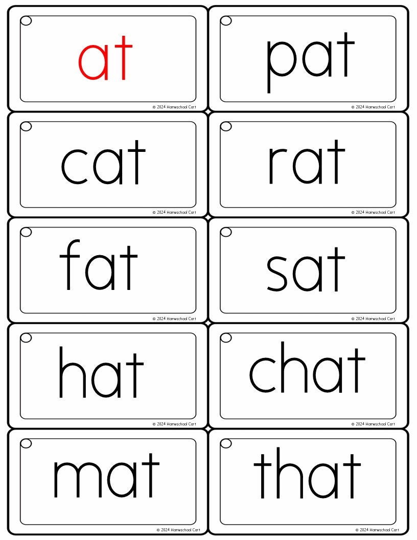 Short Vowel A Word Families Set Reading and Blending Flashcards (dots ...