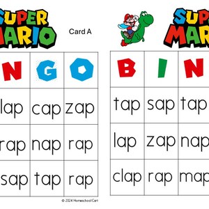 Super Mario Super Mario Short Vowel A Sound Bingo Game Printable ...