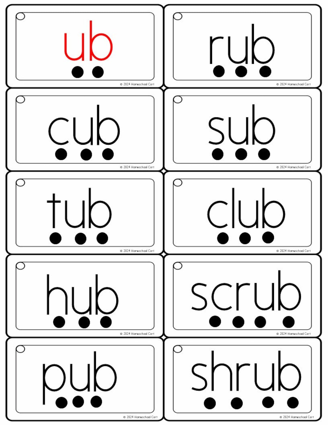 Short Vowel U Word Families Set (dots and Without Dots SET) - Etsy
