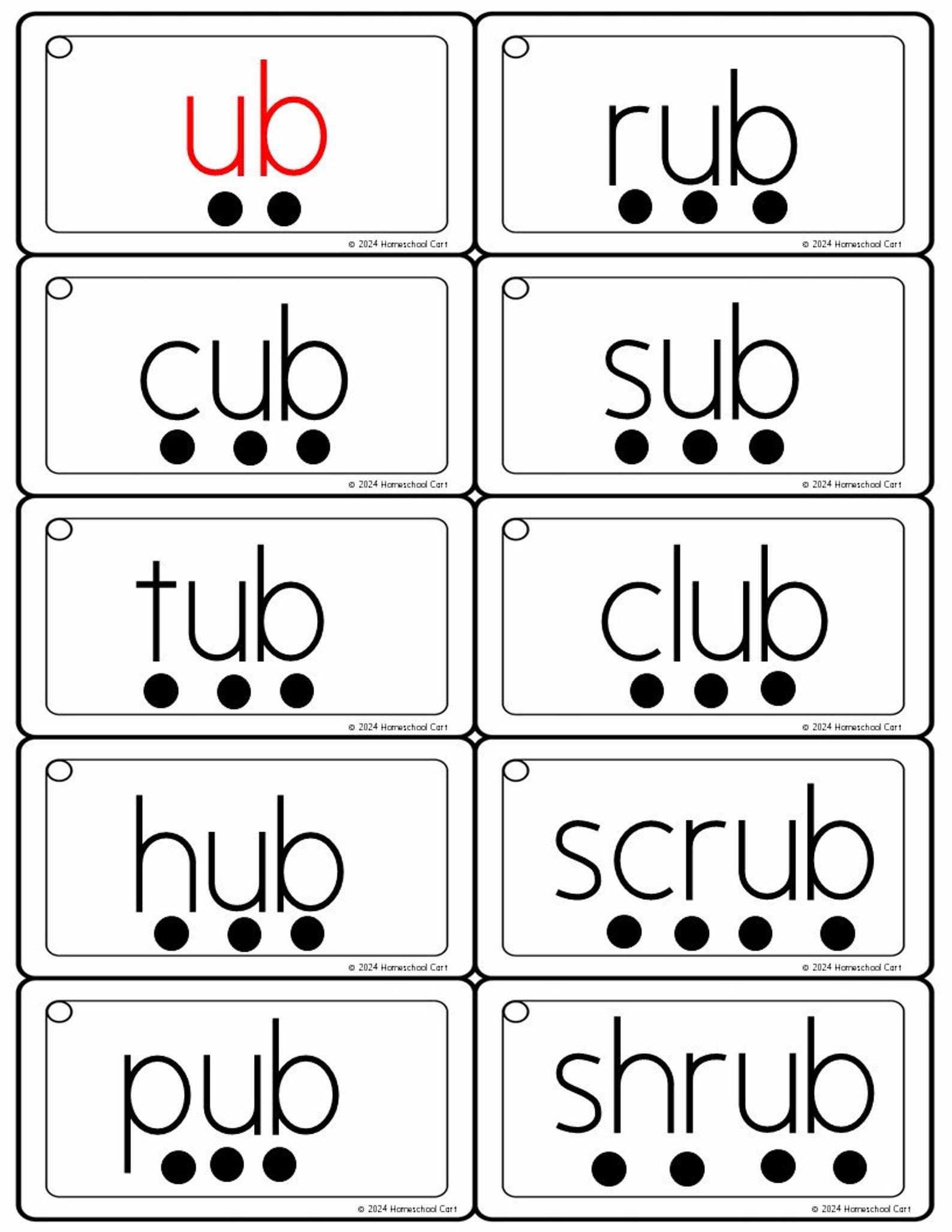 Short Vowel U Word Families Set (dots and Without Dots SET) - Etsy