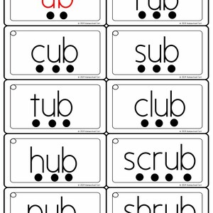 Short Vowel U Word Families Set (dots and Without Dots SET) - Etsy