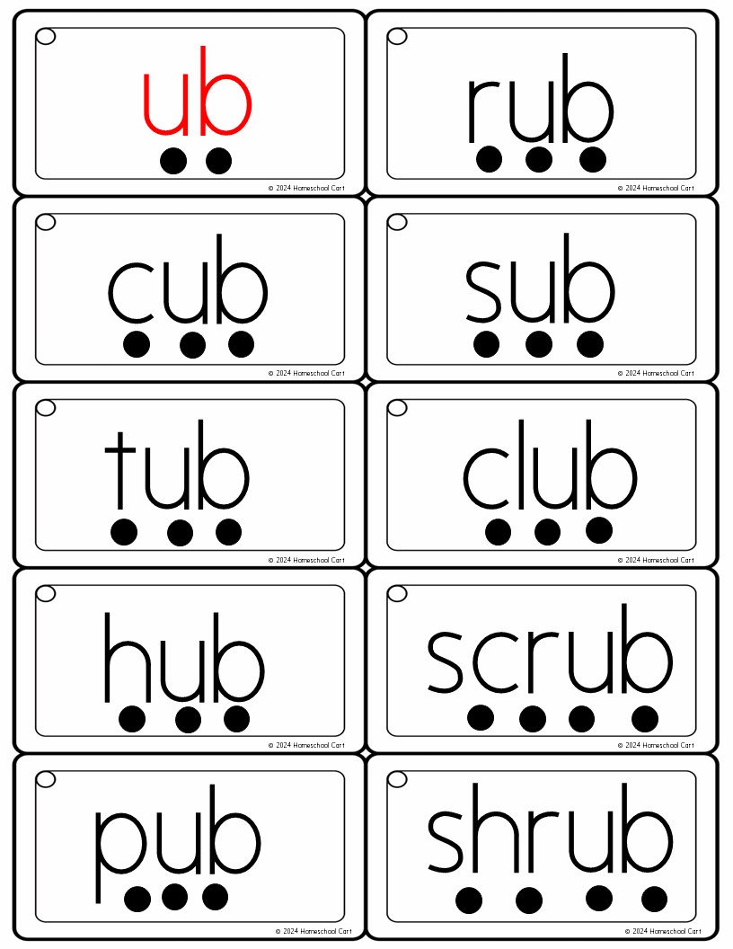 Short Vowel U Word Families Set (dots and Without Dots SET) - Etsy