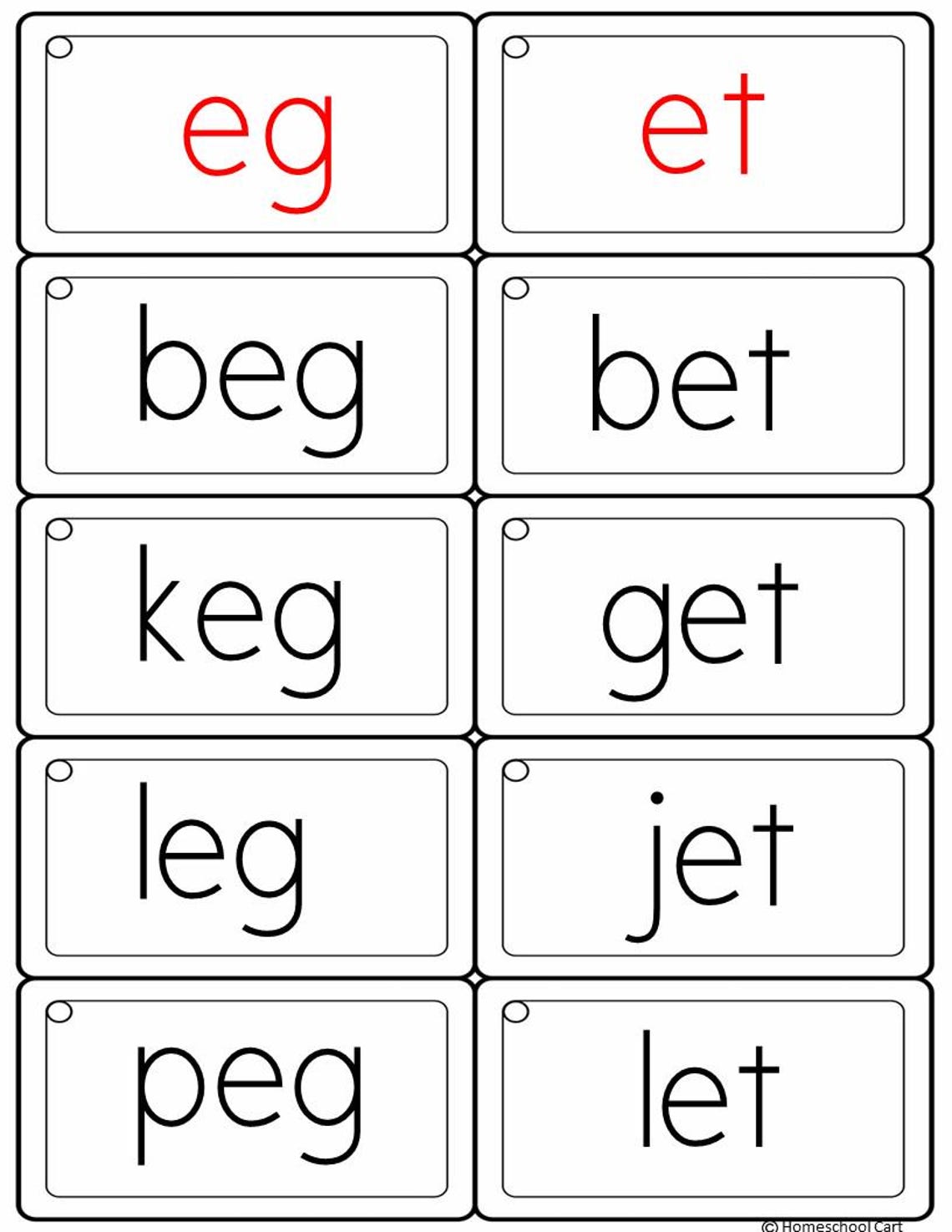 Short Vowel AEIOU Let's Read Key Ring Flashcards (words) - Etsy