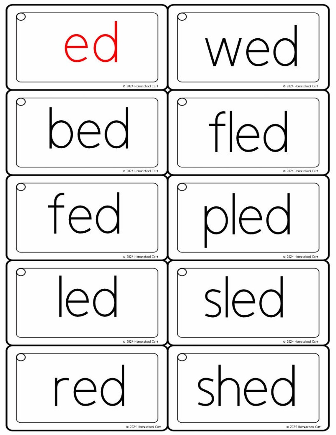 Short Vowel E Word Families Set - Etsy