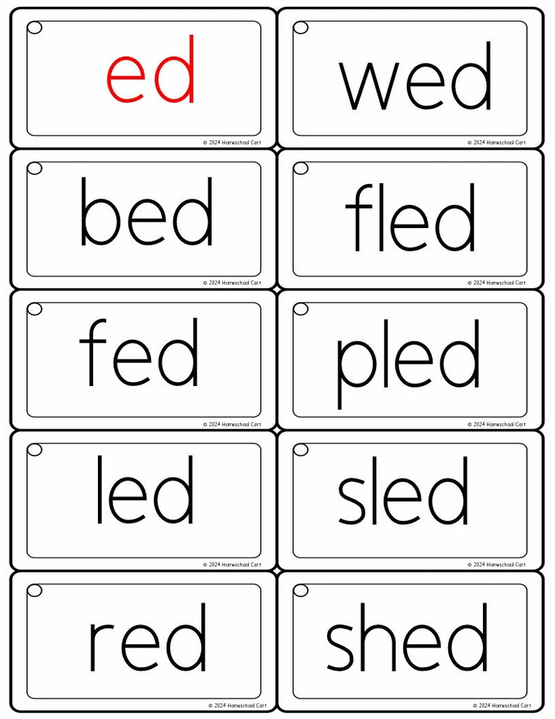 Short Vowel E Word Families Set - Etsy