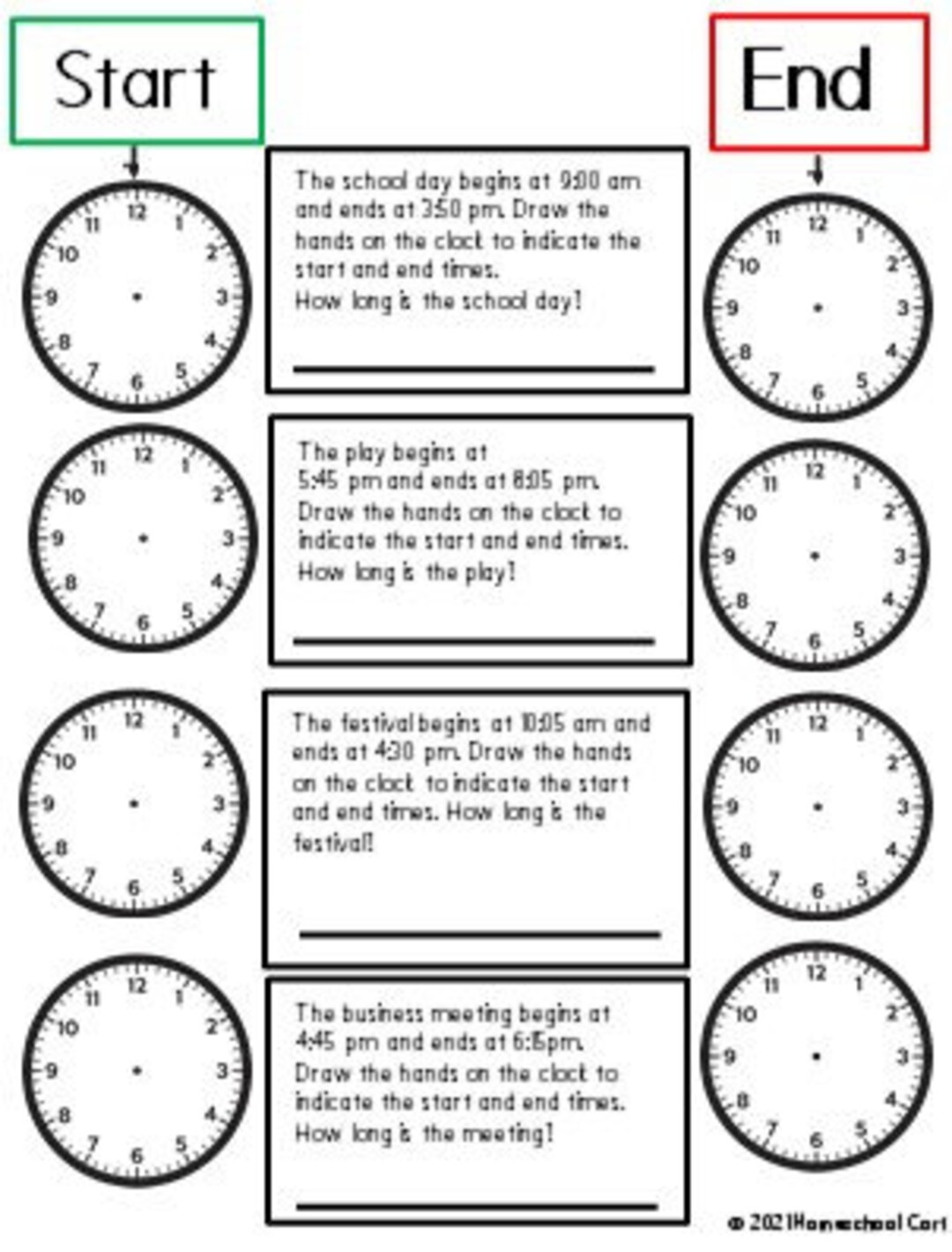 Time Word Problems and Blank Clock Template (4 Pdfs) - Etsy