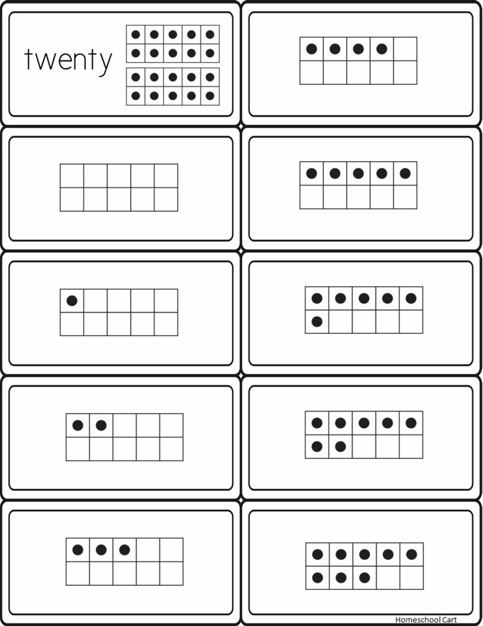 Ten Frame Flashcards 1-20 Ten Frames and Dice 1-6 - Etsy