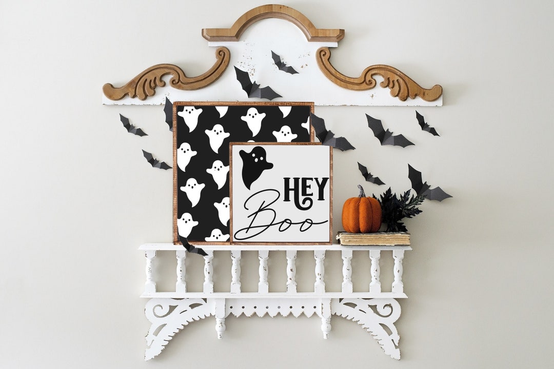 Halloween Wood Signs - Hey Boo - Ghosts - Signs for Layering - Layered ...