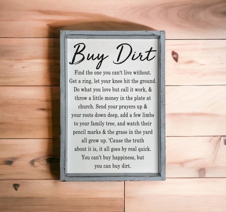 Buy Dirt - Wood Sign - Country Home Decor - Western Wall Art - Realtor ...