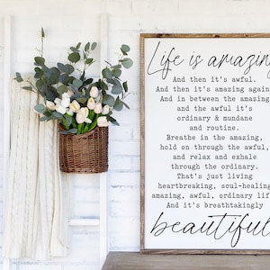 Life is Amazing - Large Wood Sign - Home Decor - Wall Art - Mantle ...