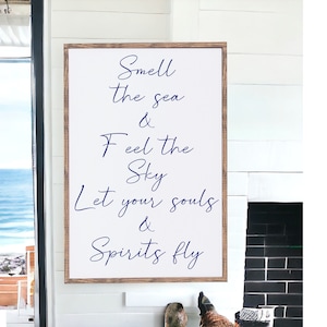 Smell the Sea - Beach House Decor - Quote Single Sign - Personalized ...