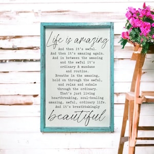Life is Amazing - Large Wood Sign - Home Decor - Wall Art - Mantle ...