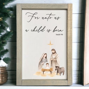 A Child is Born - Isaiah -sign - Christmas Decor - Christmas Wall Art ...