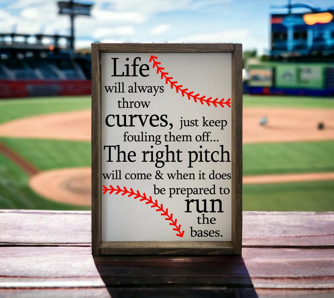 Life Will Throw Curves - Custom Sports Quote - Wood Sign - Baseball ...