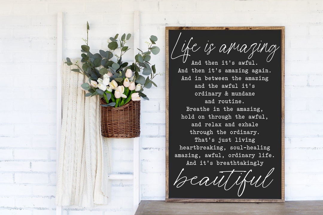 Life is Amazing - Large Wood Sign - Home Decor - Wall Art - Mantle ...