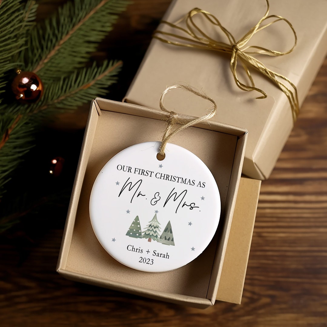 First Christmas Married - Personalized Wedding Ornament - Christmas ...