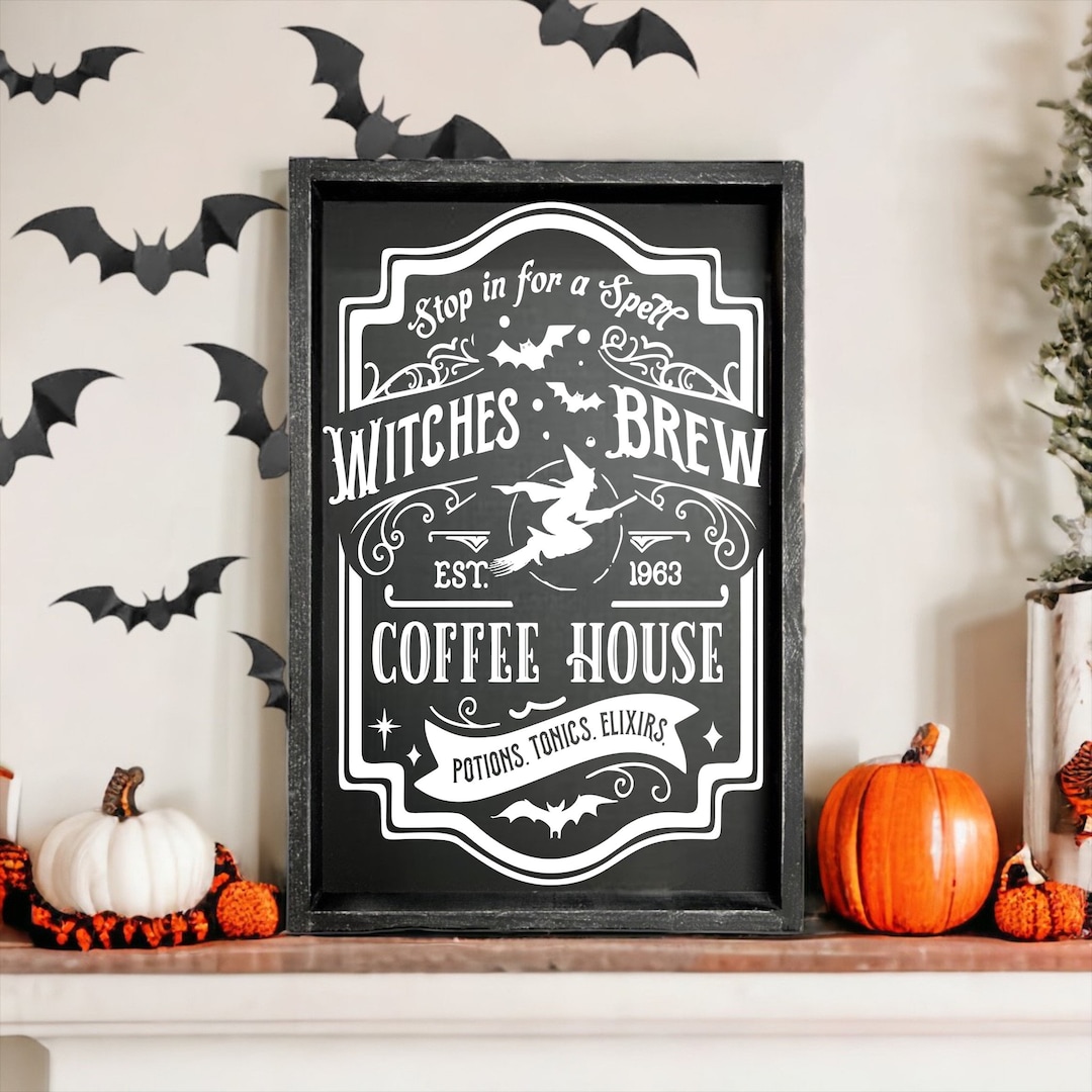Witches Brew Coffee House - Wood Sign - Large Coffee Bar Halloween ...