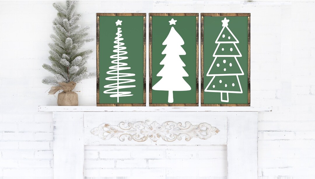 Christmas Tree Set - Set of 3 Wood Sign - Christmas Decor - Christmas ...