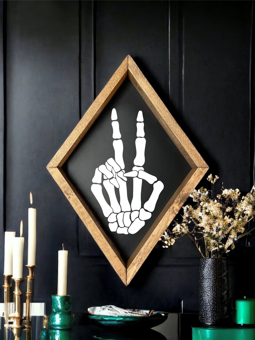 Peace Skull Hand - Boho Skull - Wood Sign - Skeleton - Halloween ...