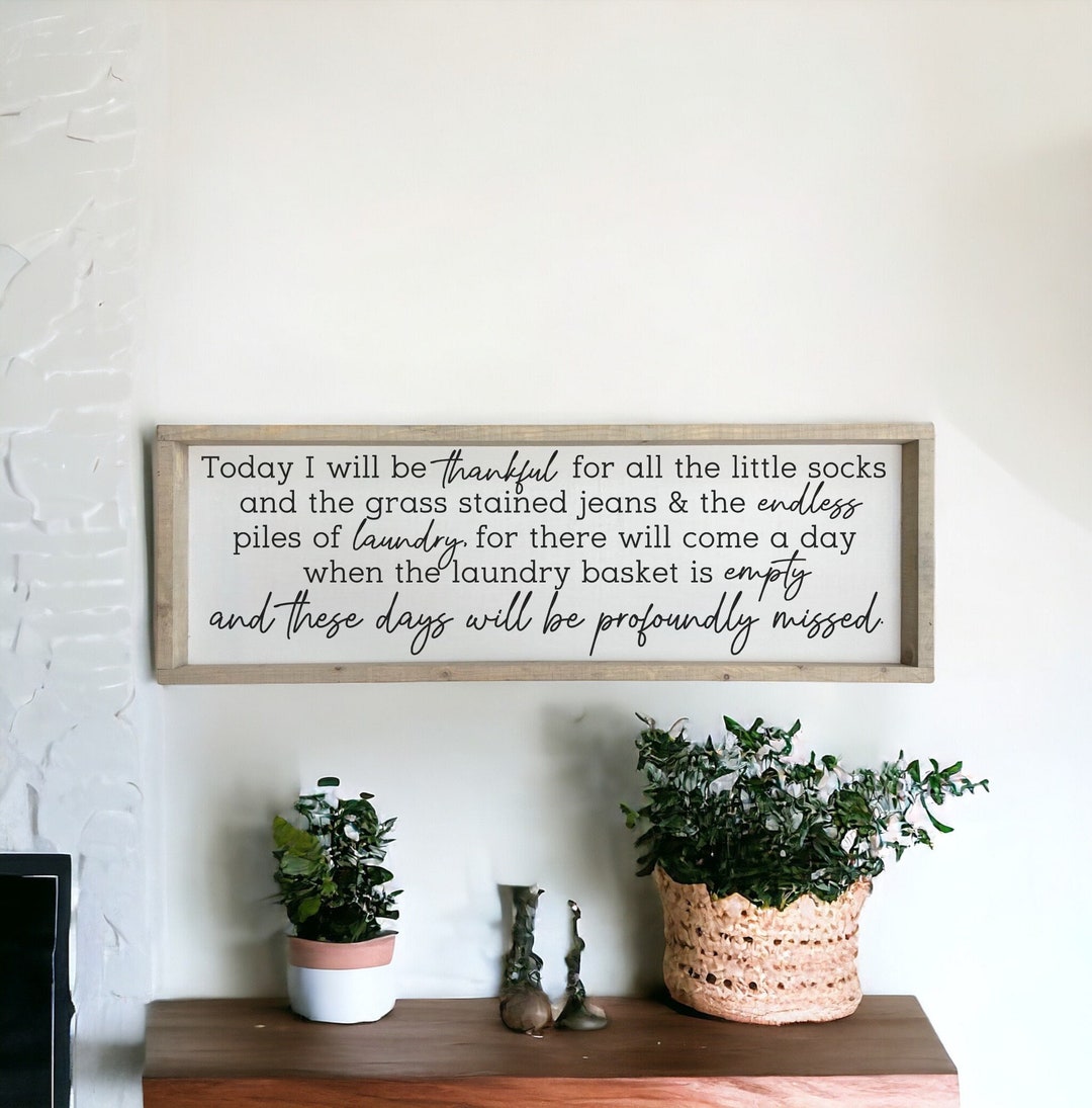 Laundry Room Quote - Thankful for Laundry - Wood Framed Sign - Laundry ...