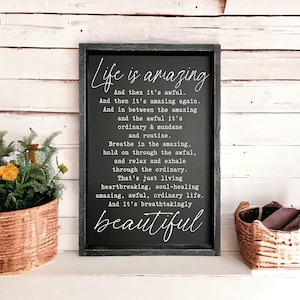 Life is Amazing - Large Wood Sign - Home Decor - Wall Art - Mantle ...