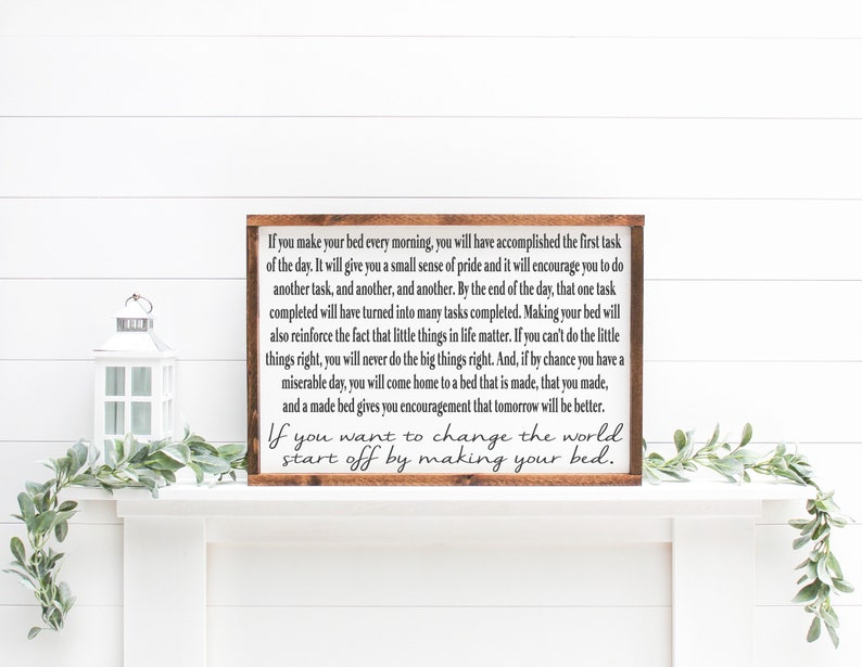 If You Want to Change the World Start by Making Your Bed - Wood Sign ...